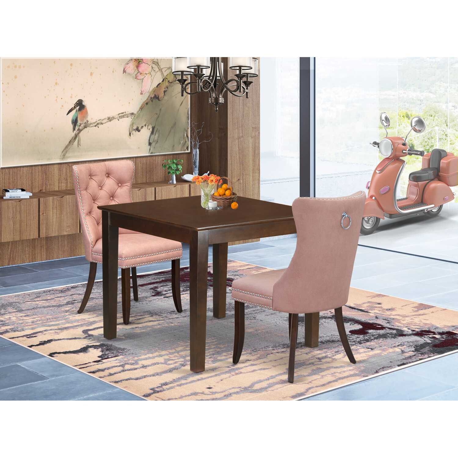 East West Furniture 3 Piece Dining Table Set Consists of a Square ...