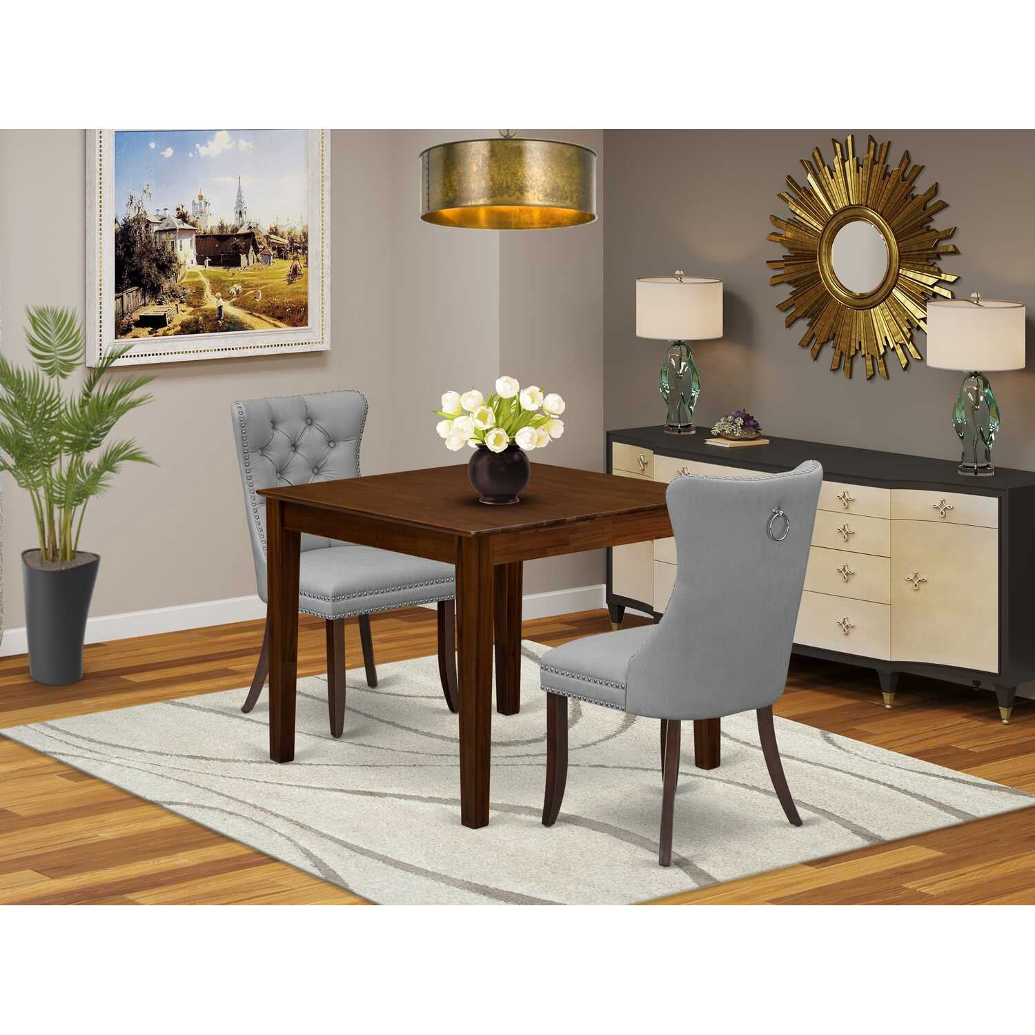 East West Furniture 3 Piece Kitchen Table Set Contains a Square Modern Dining Table - Walmart.com