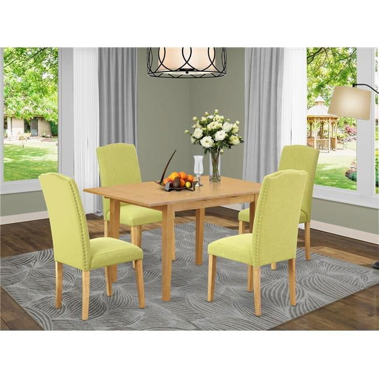 East West Furniture 42-60 in. Avon Oval Table with 18 in. Self Storing ...