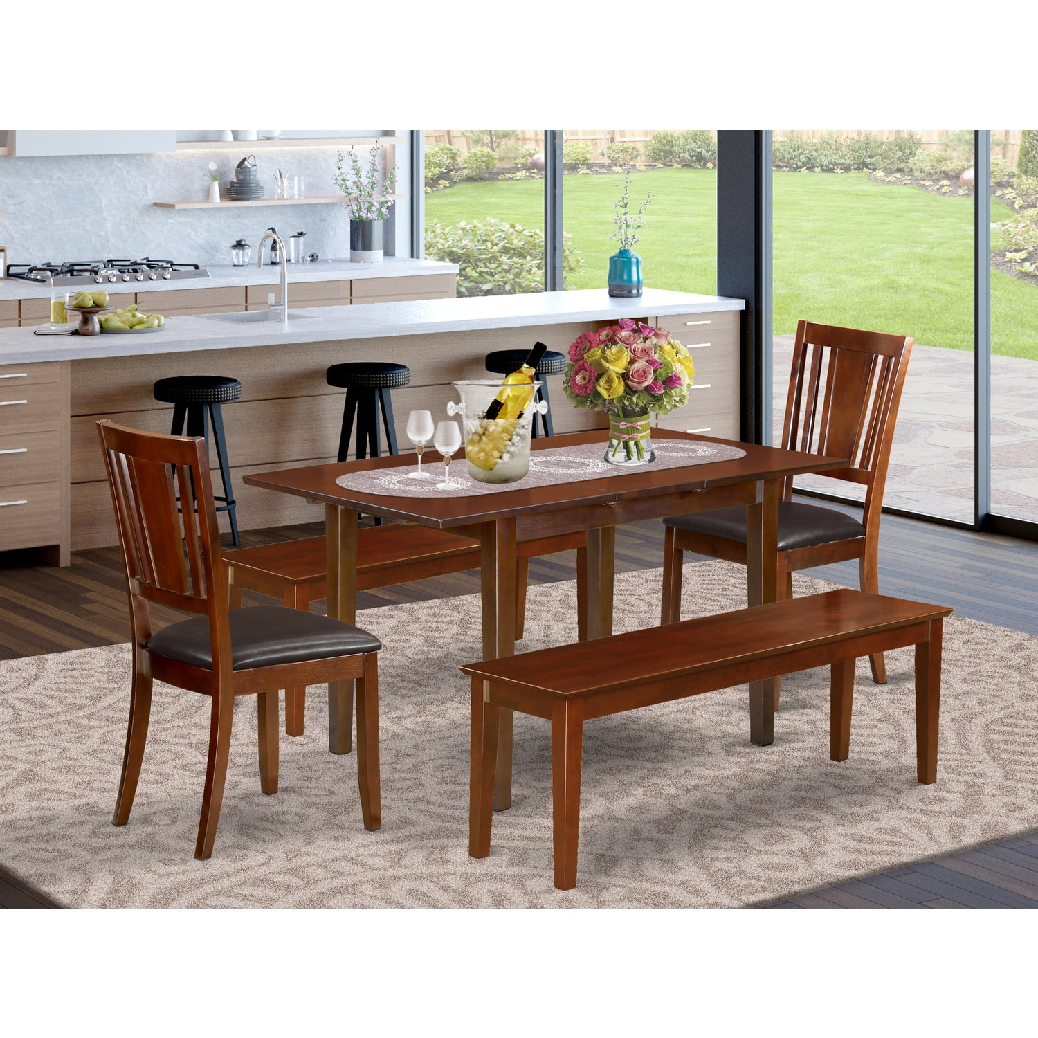 East West Furniture 5 PC Small Kitchen table set - Table with Leaf plus ...