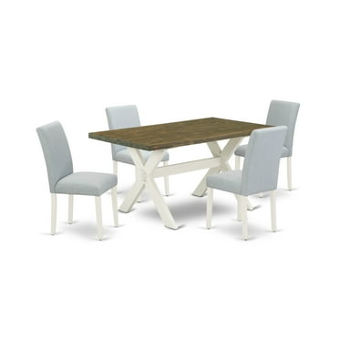 5 Piece V-Style Gorgeous Kitchen Table Set - Light Beige, Distressed ...