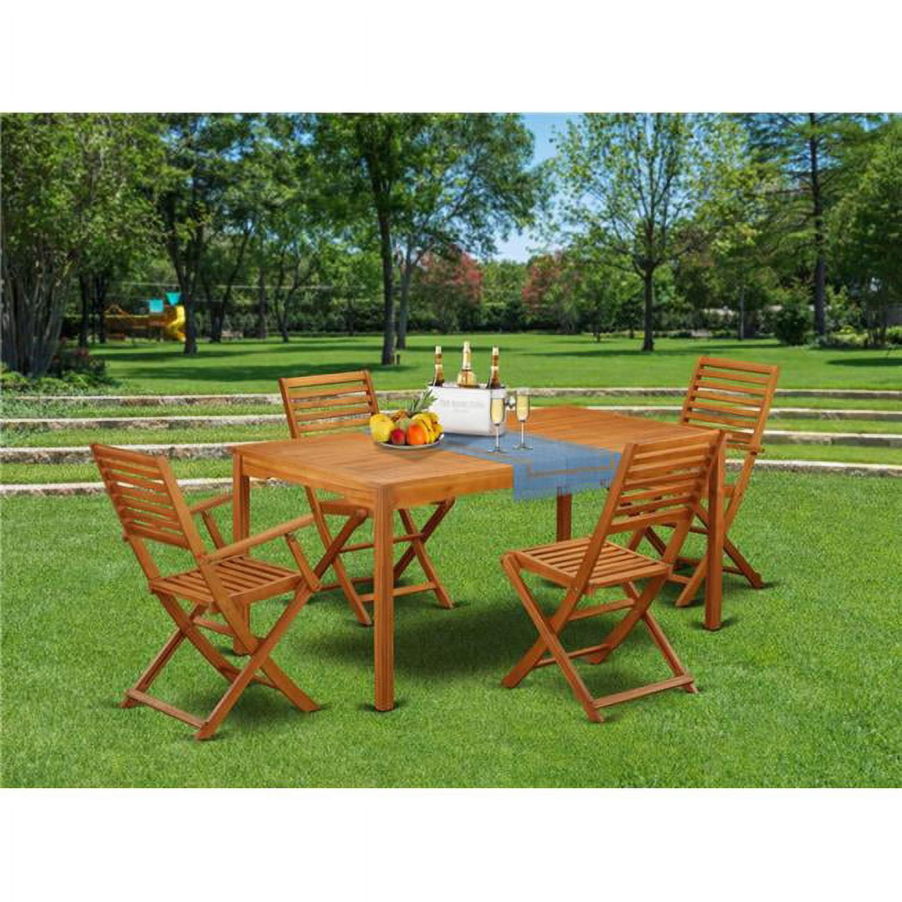East West Furniture 5 Piece Cameron Acacia Backyard Furniture Set ...