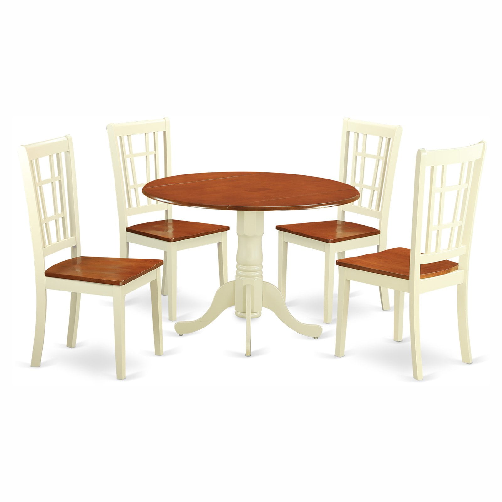 East West Furniture 5 Piece Dinette Set- a Round Dining Room Table and ...