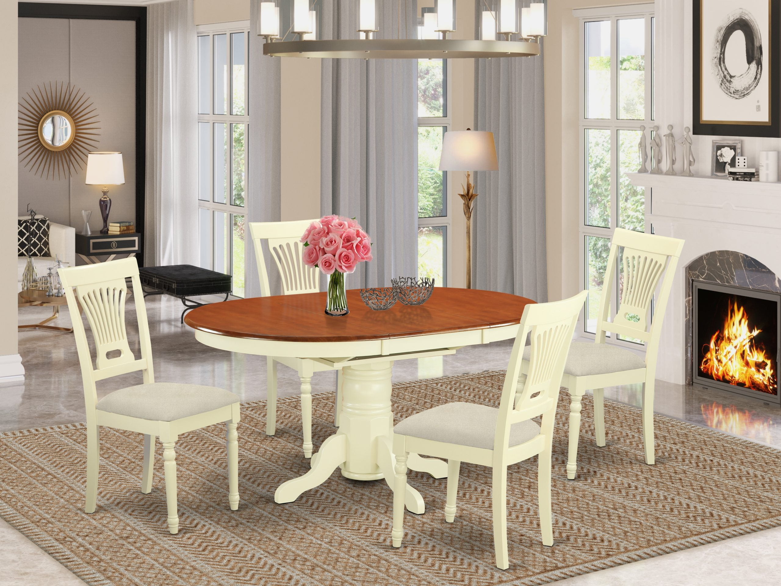 East West Furniture 5 Piece Dinette Set- an Oval Dining Room Table and ...