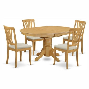 Dining Room Set-Oval Table With Leaf And 6 Dining Chairs-Finish:Oak ...