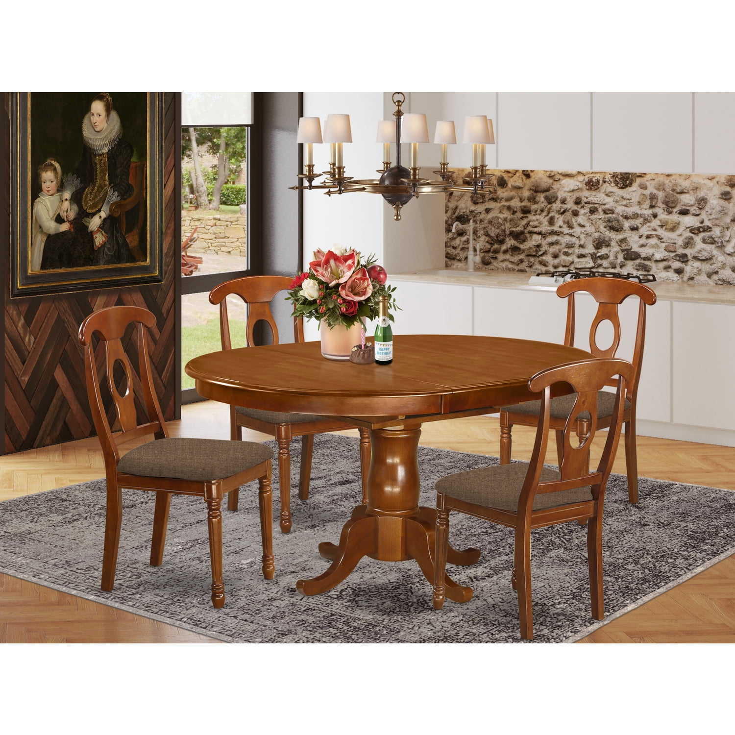 East West Furniture 5 Piece Oval Dinette Set - Kitchen Table and 4 ...