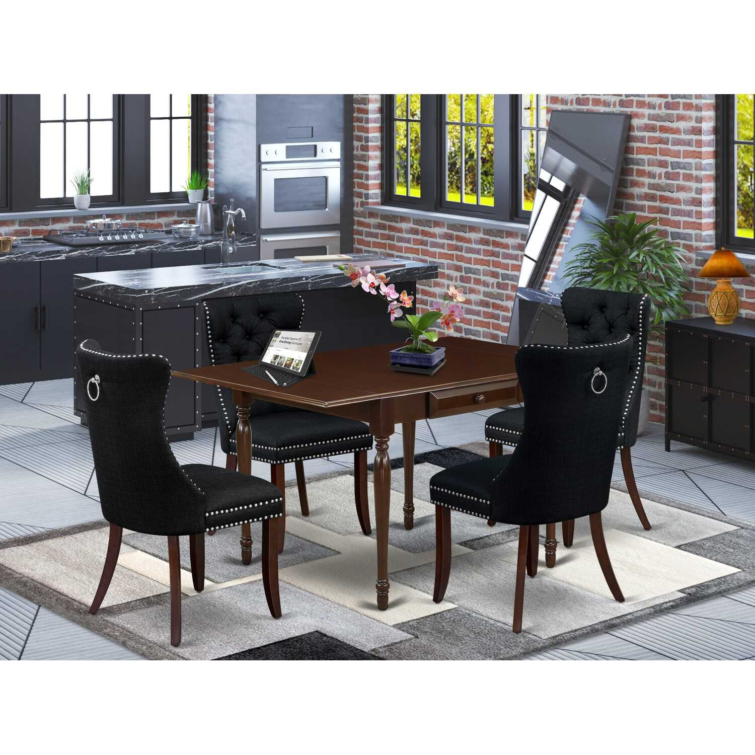 East West Furniture 5 Piece Dining Table Set Consists of a Rectangle ...