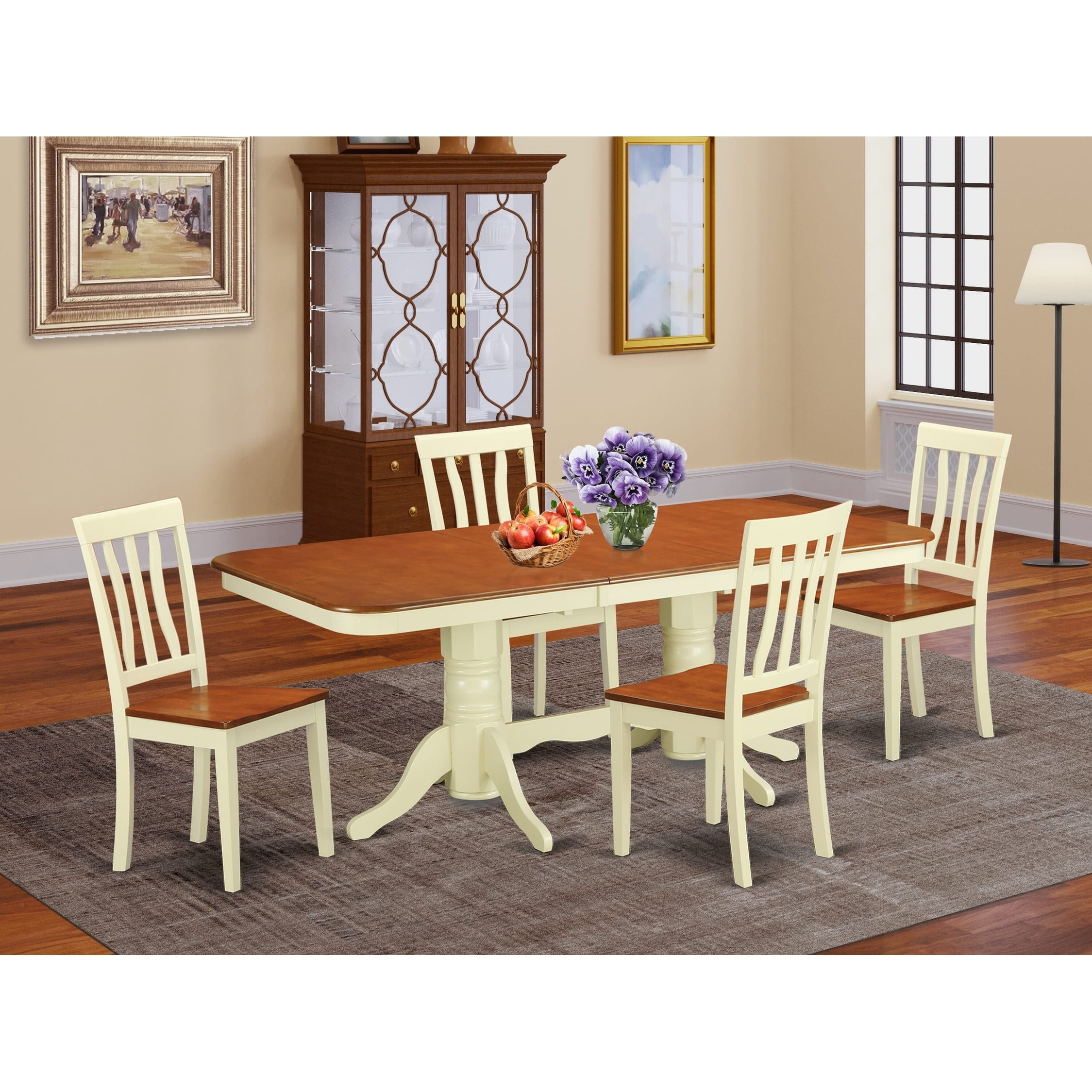 East West Furniture 5 Piece Dining Table Set- a Rectangle Kitchen Table and 4 Dining Room Chairs ...