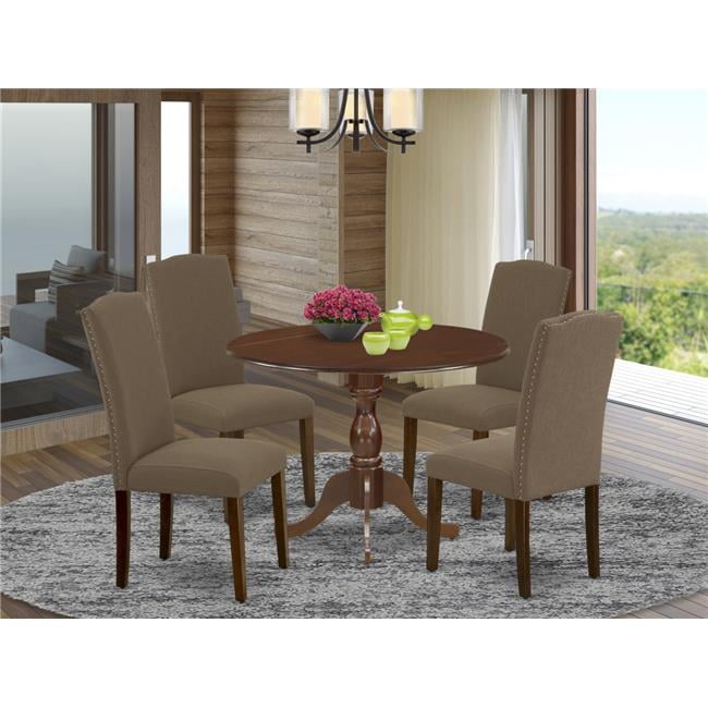 East West Furniture 5 Piece Dublin Dining Table Set - Mahogany ...