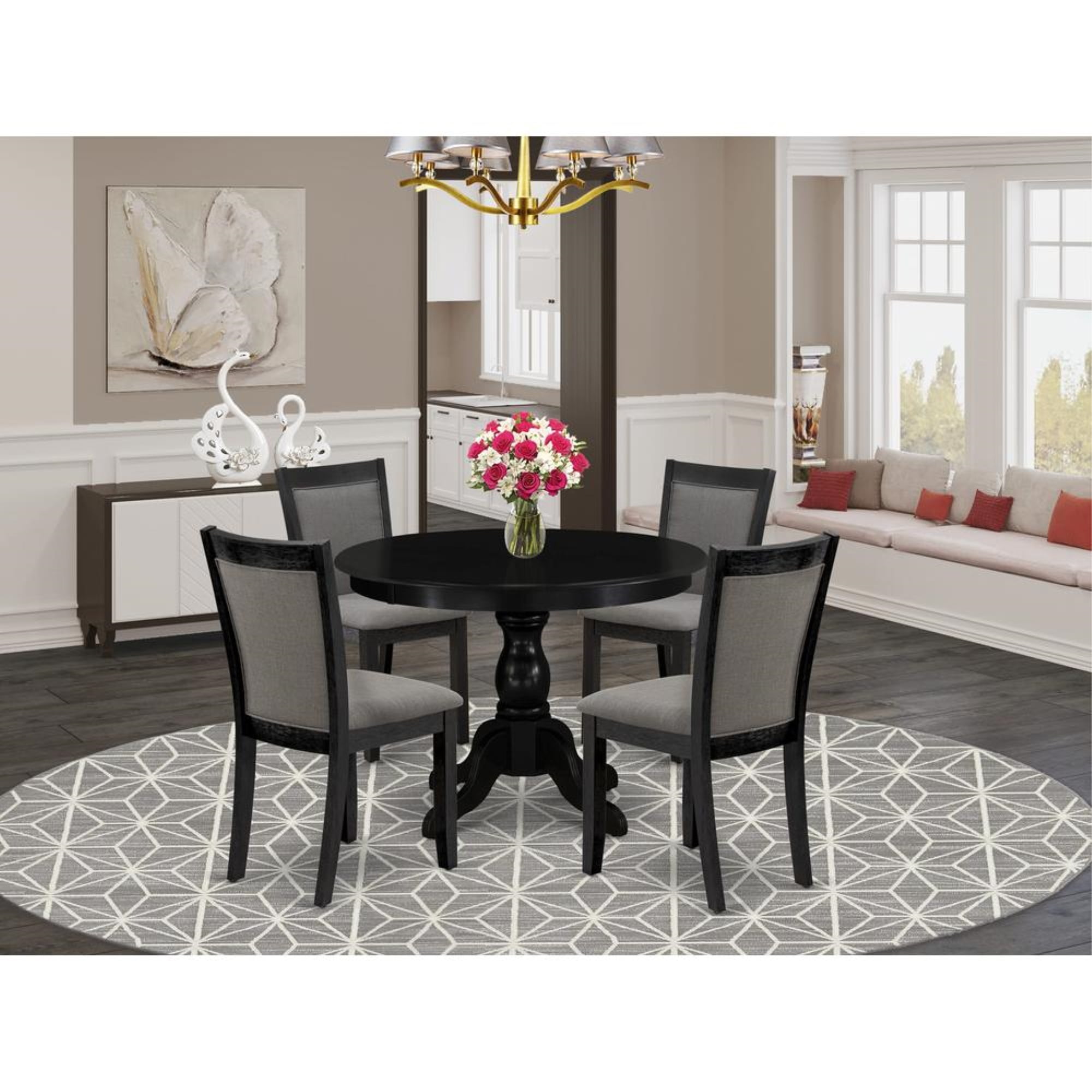 East West Furniture 5-Piece Kitchen Room Table Set Includes a Pedestal ...