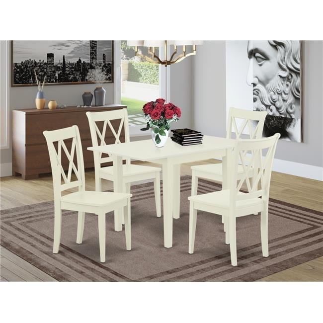 East West Furniture 5 Piece Norden Dining Table Set - Linen White ...