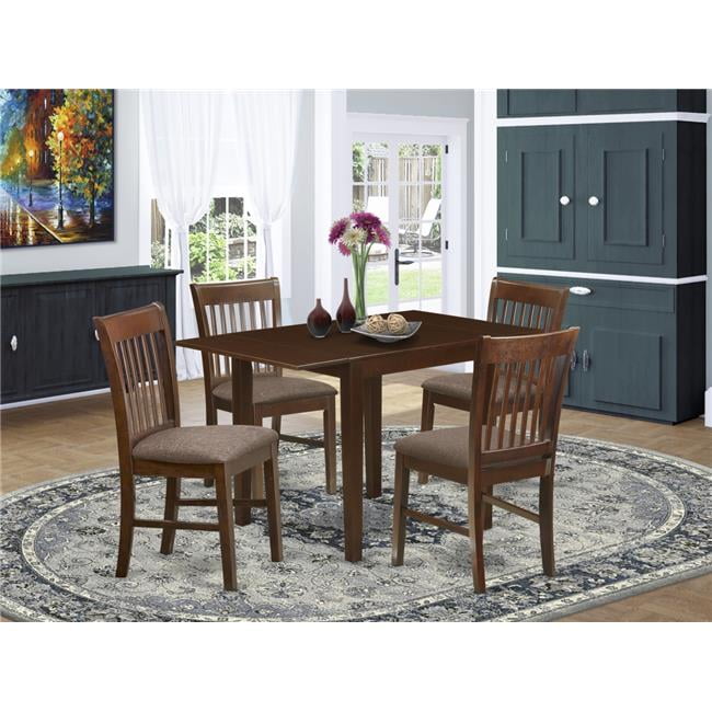 East West Furniture 5 Piece Norden Wood Dining Table Set - Mahogany ...