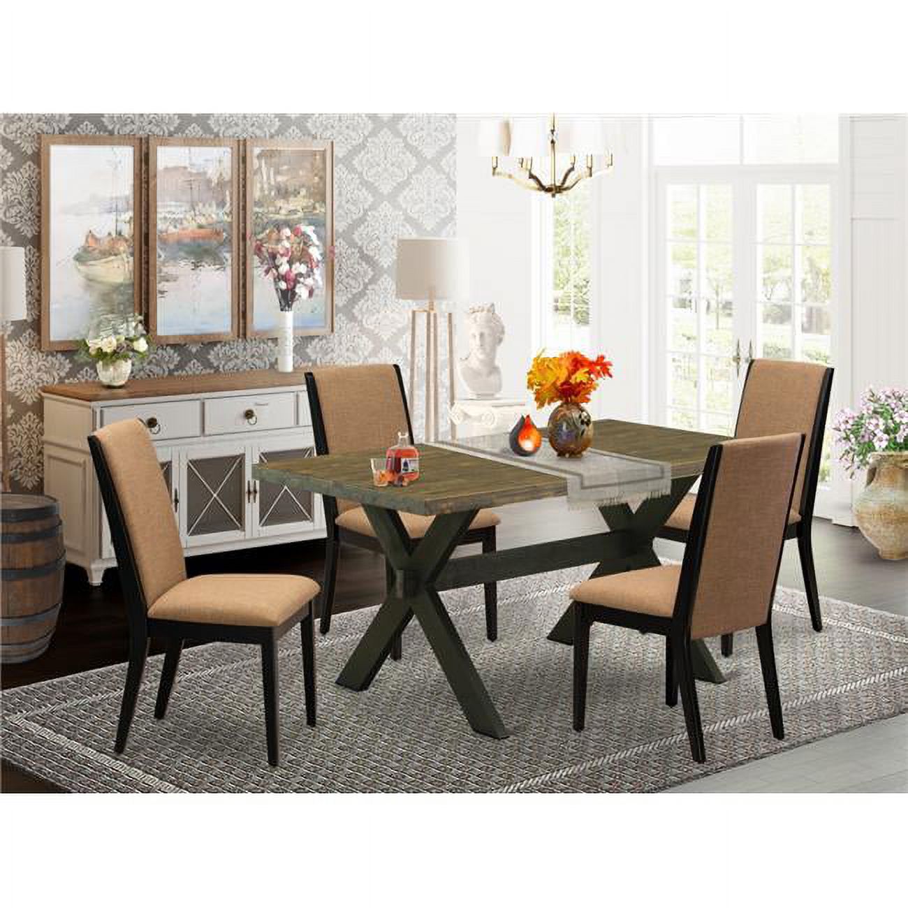 East West Furniture 5 Piece X-Style Beautiful Kitchen Table Set - Wire ...