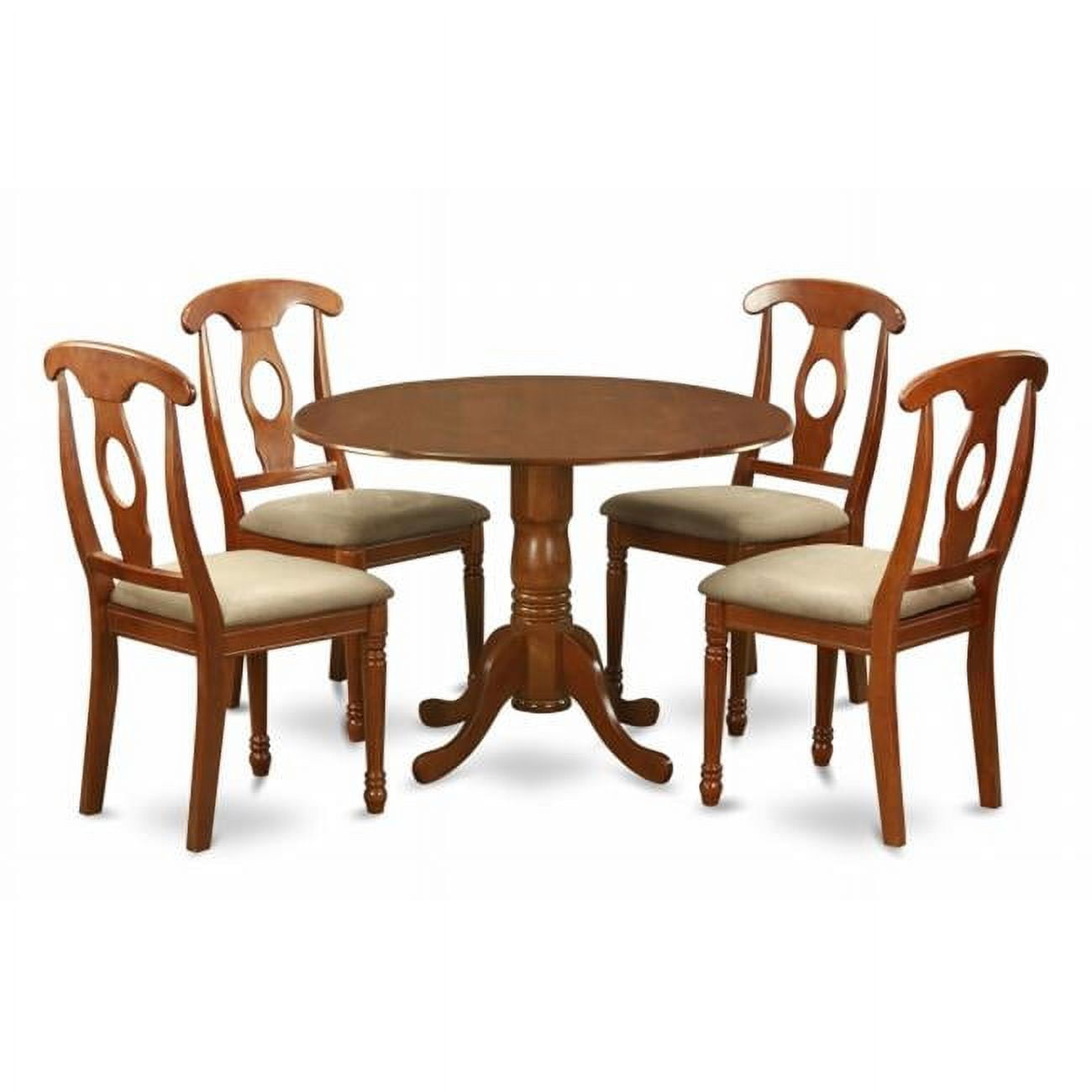 East West Furniture 5PC Kitchen Round Table with 2 Drop Leaves and 4 ...
