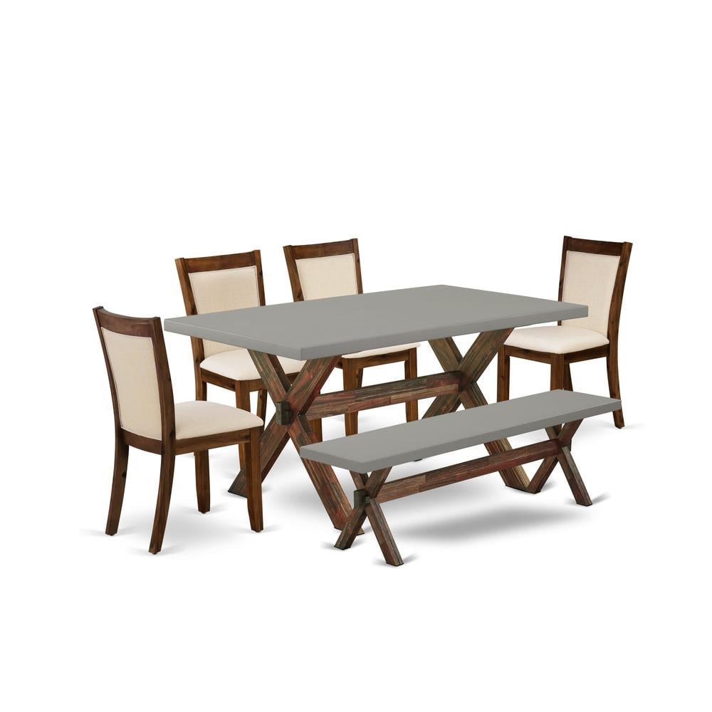 East West Furniture 6-Pc Table Set Contains a Rectangular Table and a ...