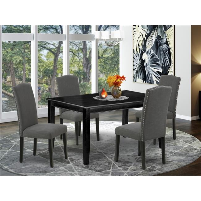 East West Furniture 60 in. Dudley Rectangle Dining Table & Four Parson ...