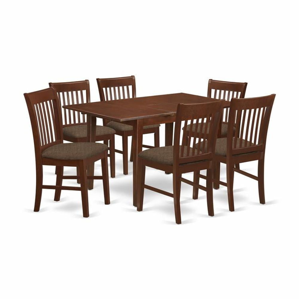 Norfolk 7 Pc Expandable Dining Room Dinette Set - Mahogany Rectangular ...