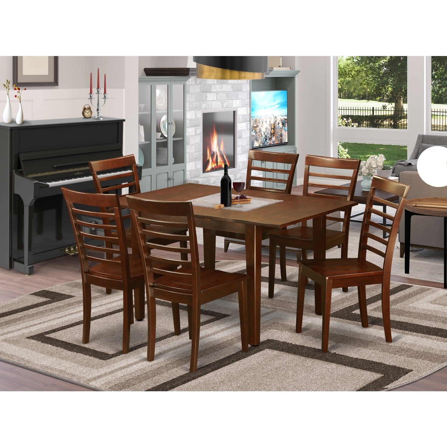 East West Furniture 7 Piece Dinette Set For Small Spaces-Kitchen Table ...