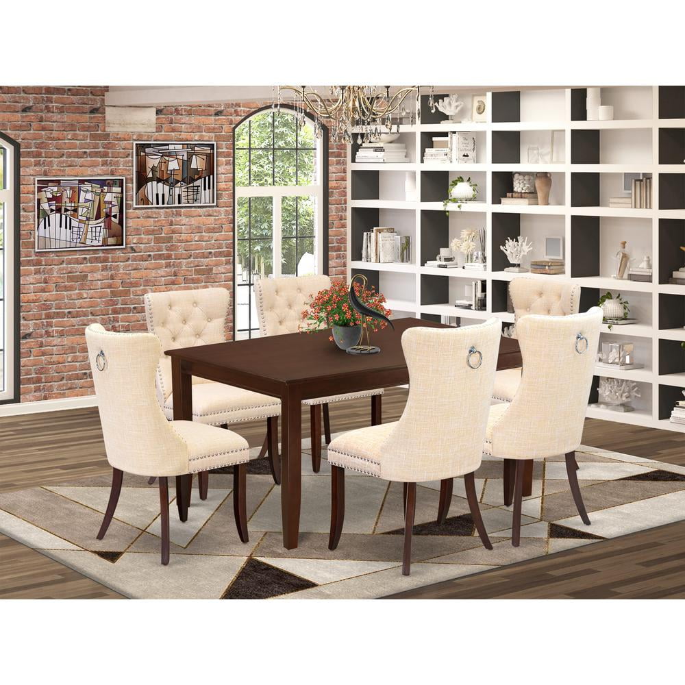 East West Furniture 7 Piece Dining Room Table Set Contains a Rectangle ...