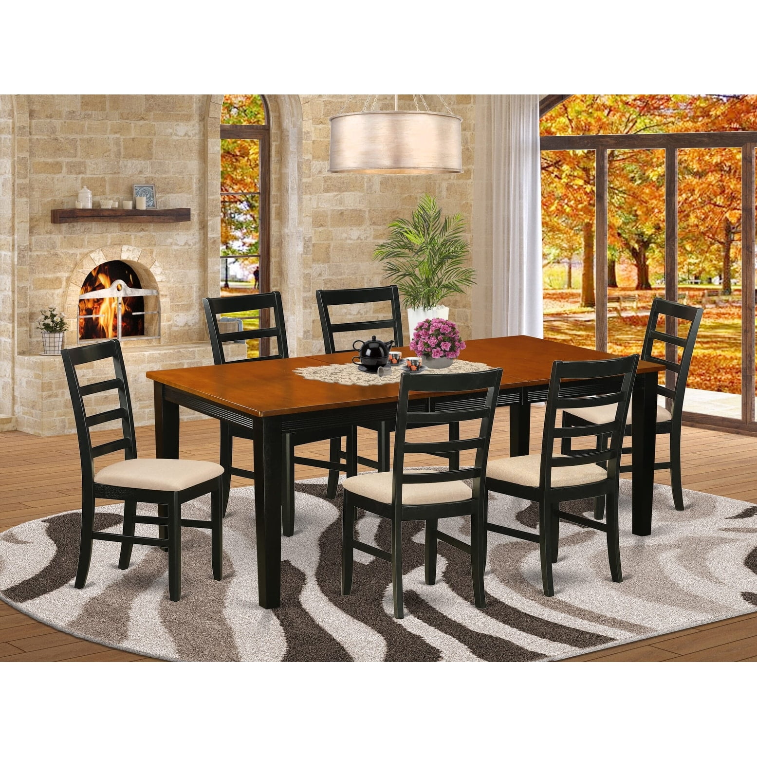 East West Furniture 7 Piece Dining Table Set- a Rectangle Dining Room ...