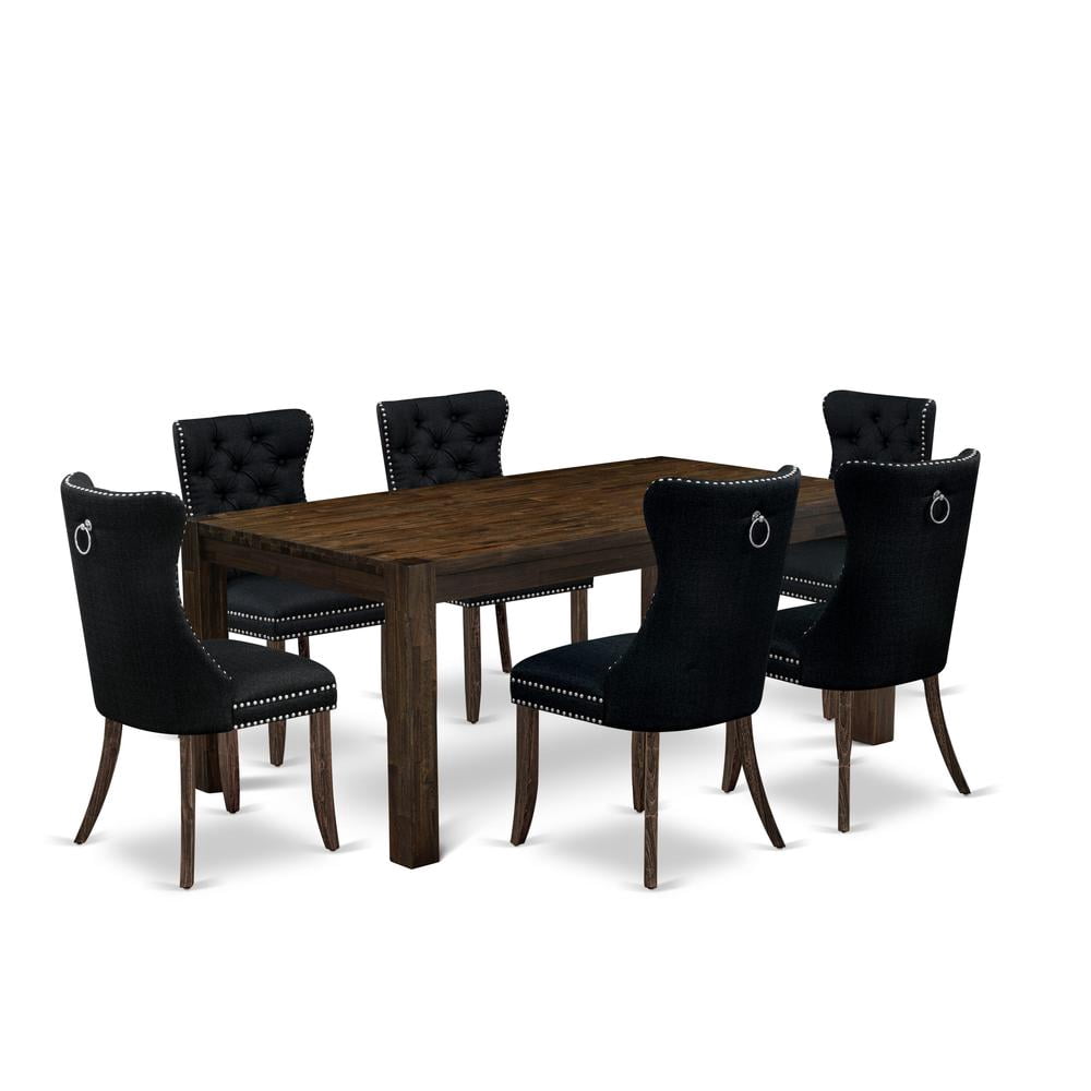 East West Furniture 7 Piece Kitchen Set Consists of a Rectangle Rustic ...