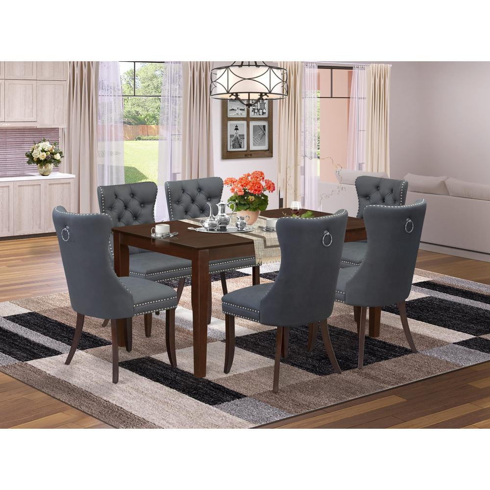 East West Furniture 7 Piece Kitchen Table Set Consists of a Rectangle ...