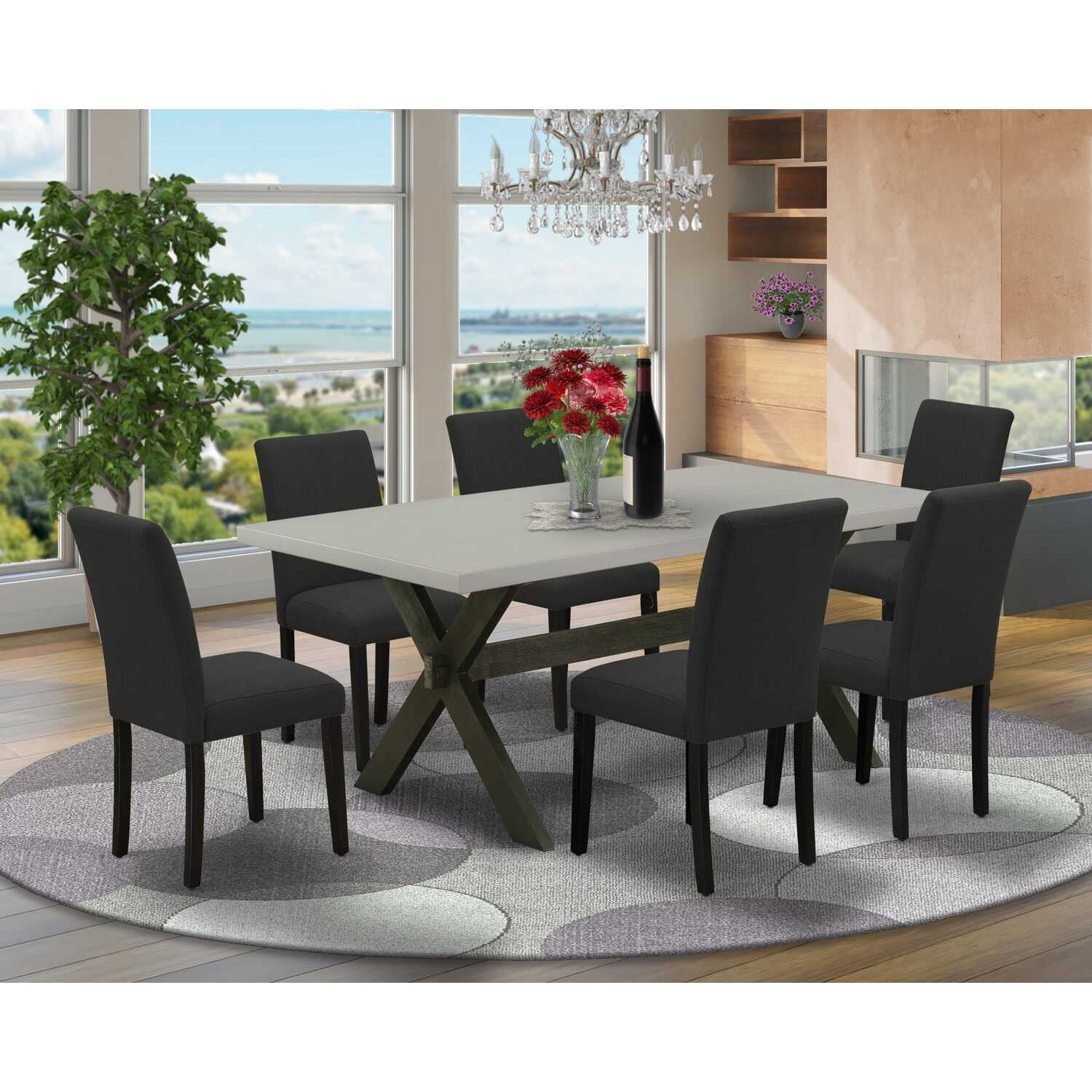 East West Furniture 7-Piece Kitchen Table Set Includes 6 Dining Room ...