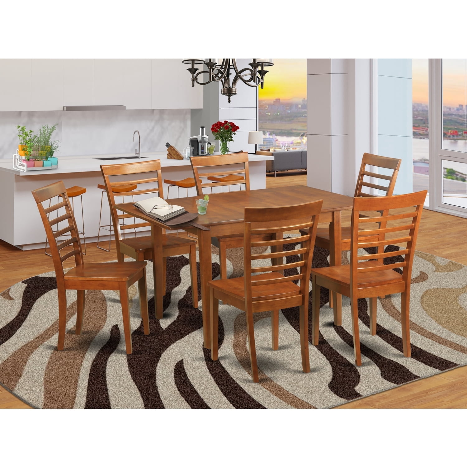 East West Furniture 7 Piece Kitchen Table Set- a Dining Table and 6 ...