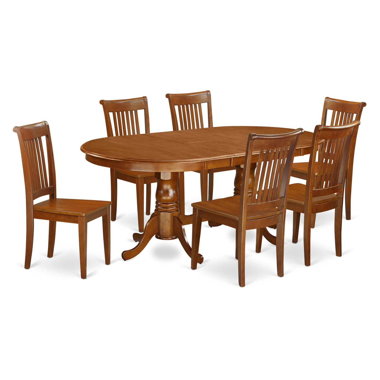 East West Furniture 7 Piece Kitchen Table Set- an Oval Dining Table and ...