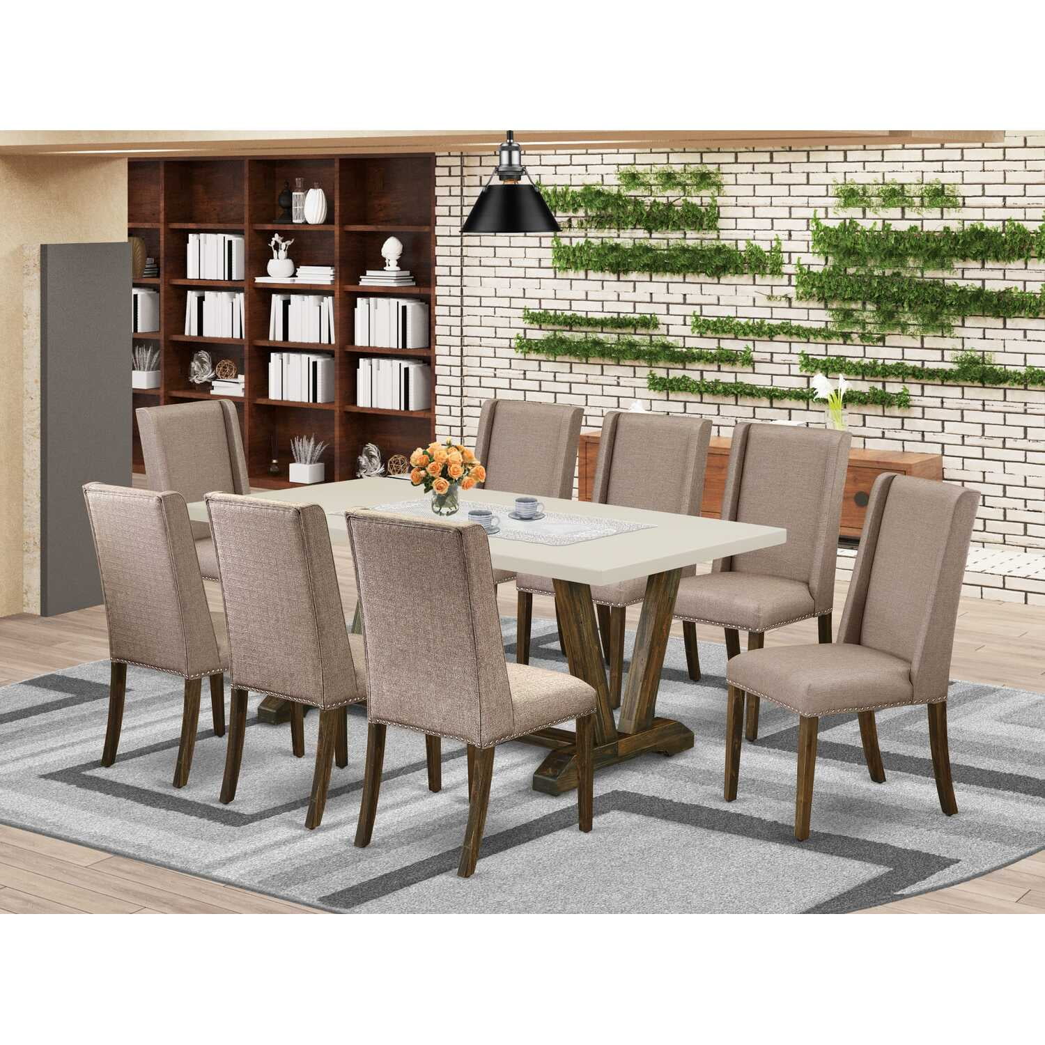 East West Furniture 7-Piece Kitchen Dining Set - 6 Beautiful Parsons ...