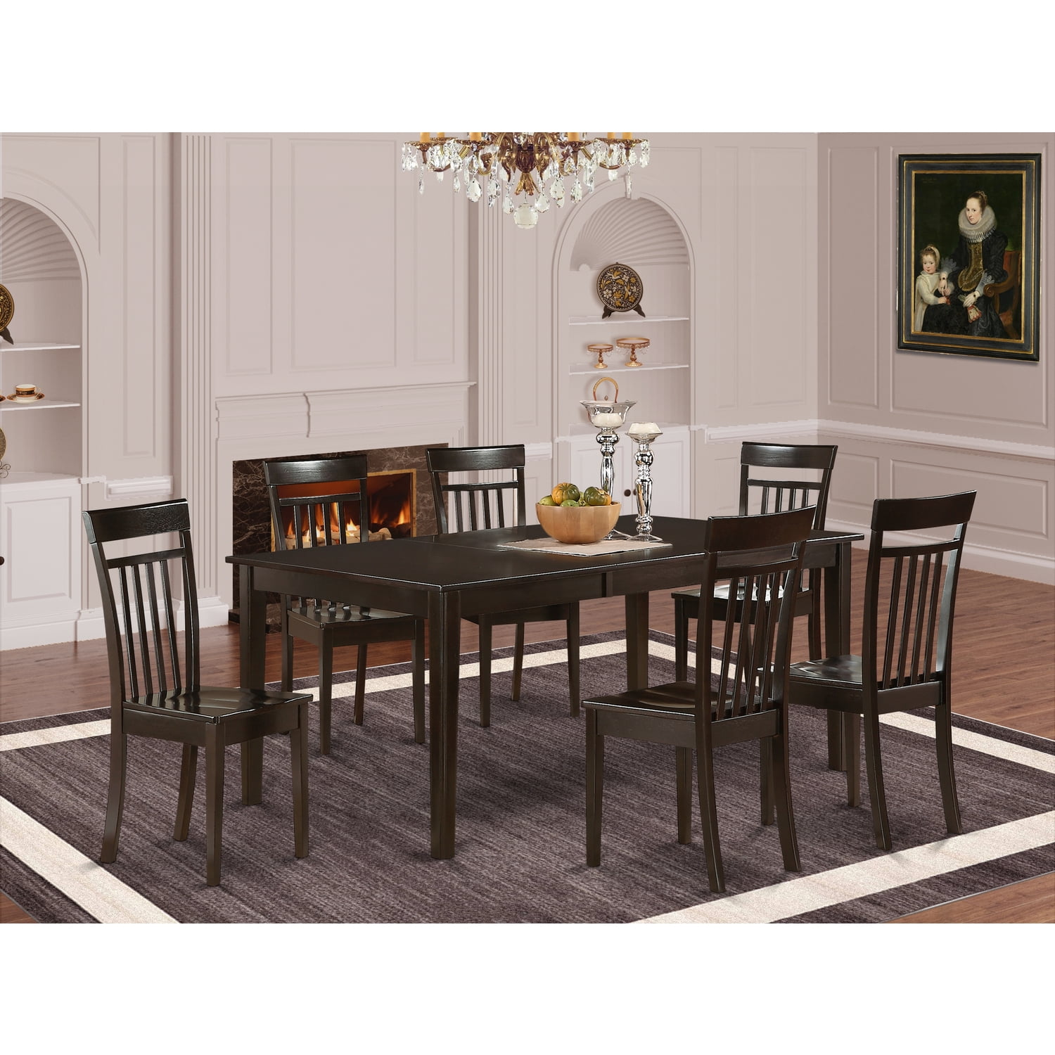 East West Furniture 7 Piece Modern Dining Table Set- A Rectangle Wooden ...