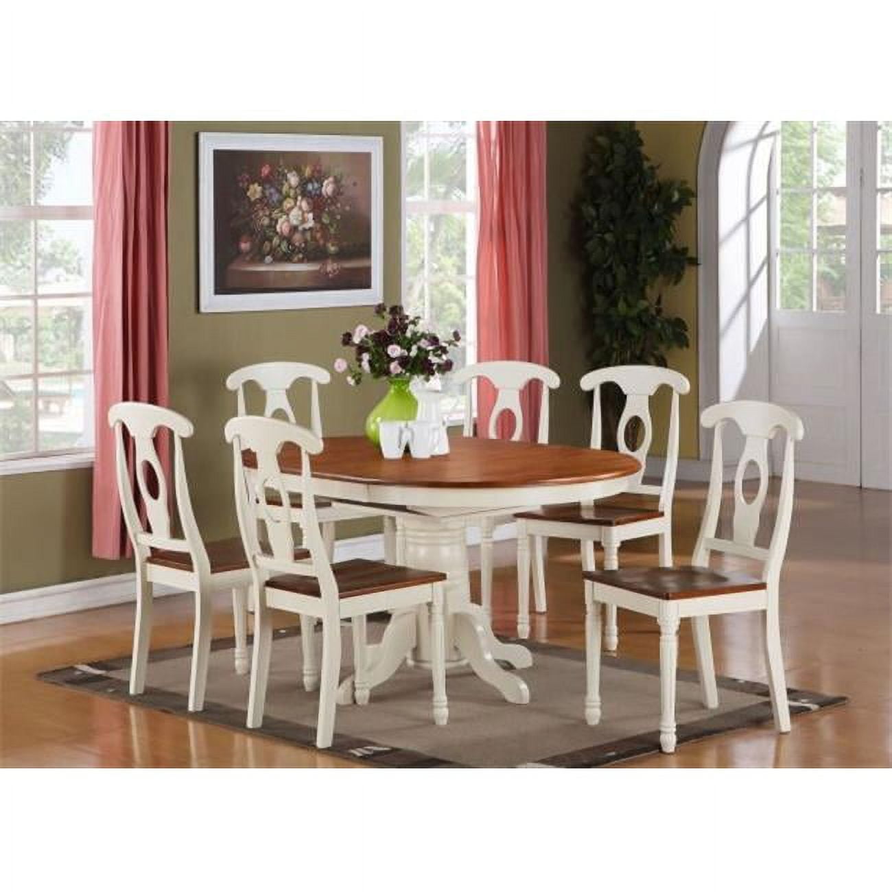 East West Furniture Kenley 7-Piece Kitchen Set - Oval Dining Table + 6 ...