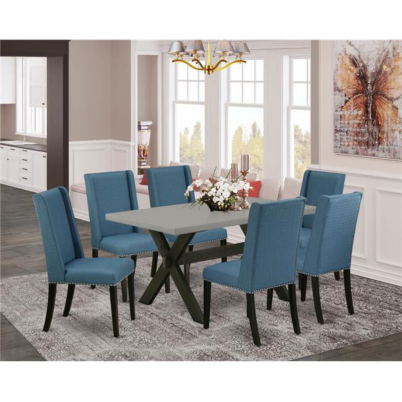East West Furniture 7 Piece X-Style Kitchen Furniture Set - Mineral ...