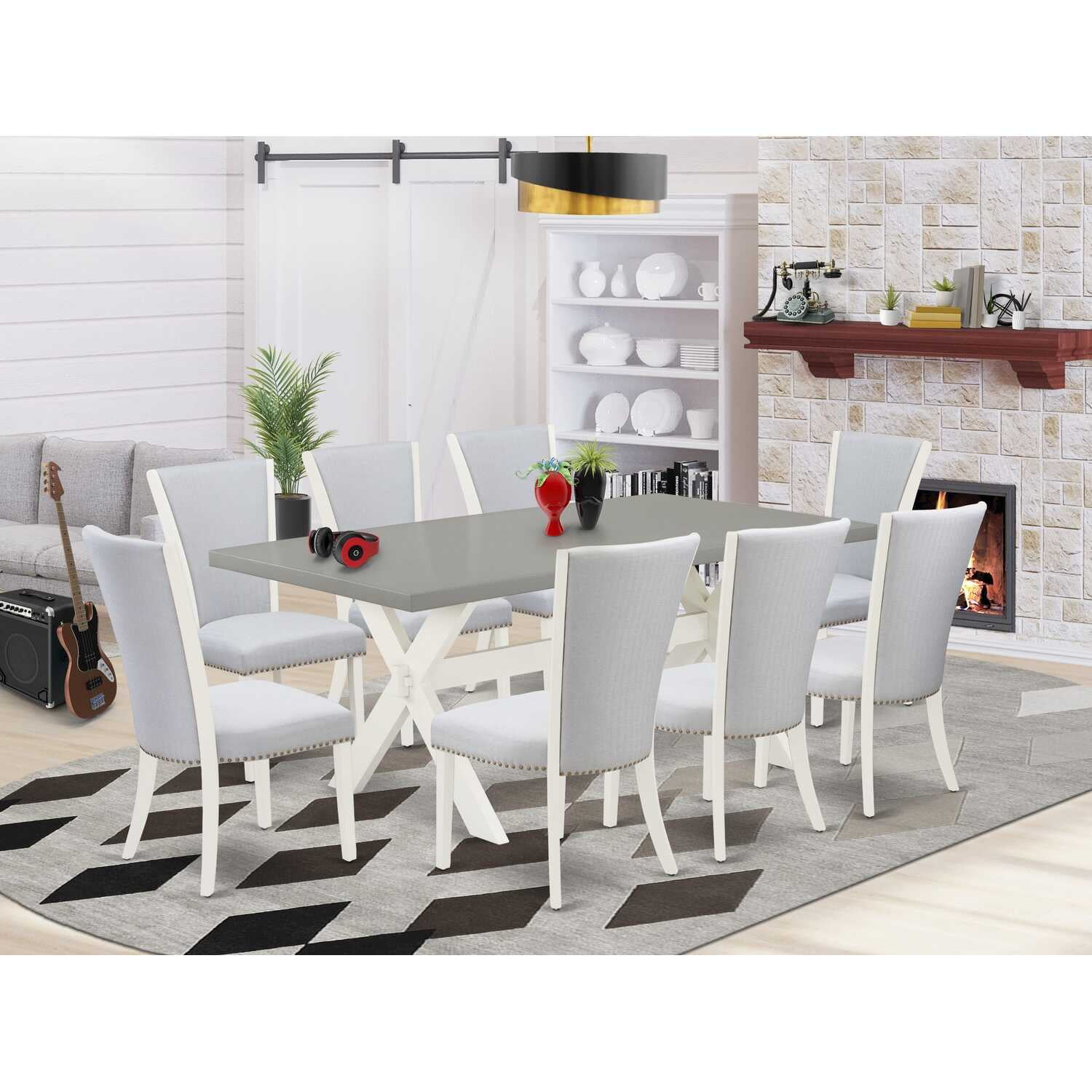 East West Furniture 9-Piece Dining Room Set Includes 8 Mid Century ...