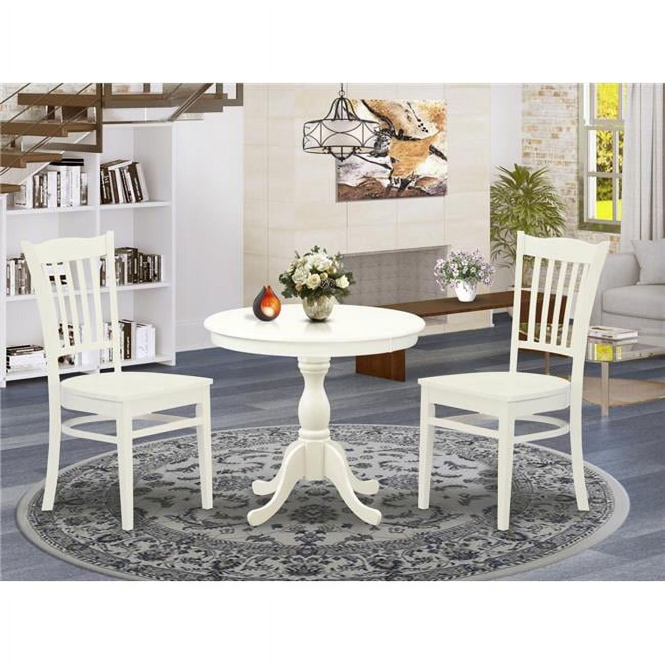 East West Furniture AMGR3-LWH-W 3 Pc Wooden Dining Table Set - 1 Dining ...