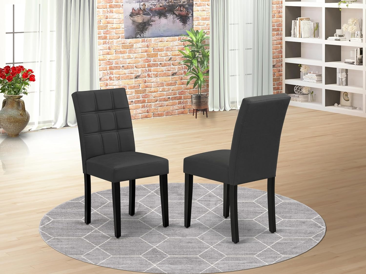 East West Furniture ASP1T12 Austin Parsons Chairs Set of 2 - Dark Gray ...