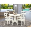 East West Furniture 5-piece Kitchen Dinette Set: Mahogany Round Table ...