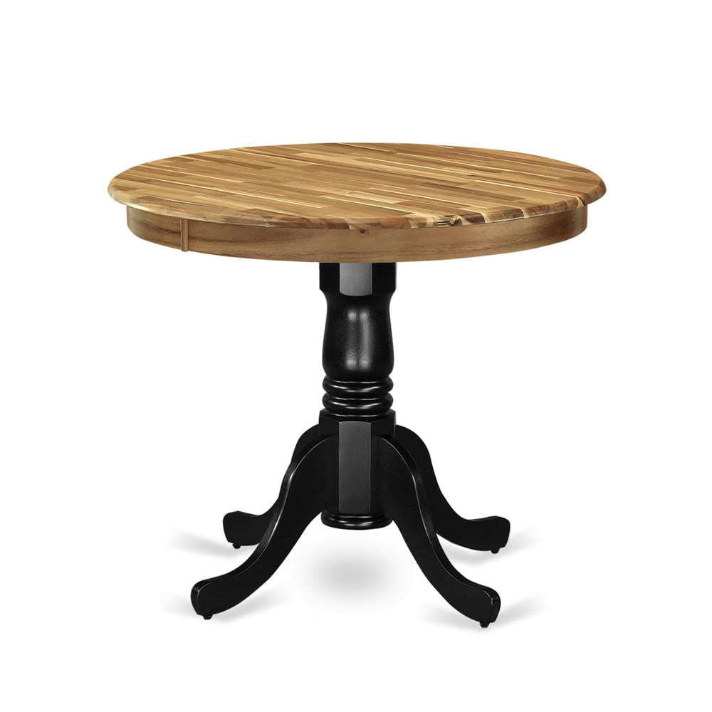 East West Furniture Antique Dining Table, Black Pedestal, Round Kitchen ...