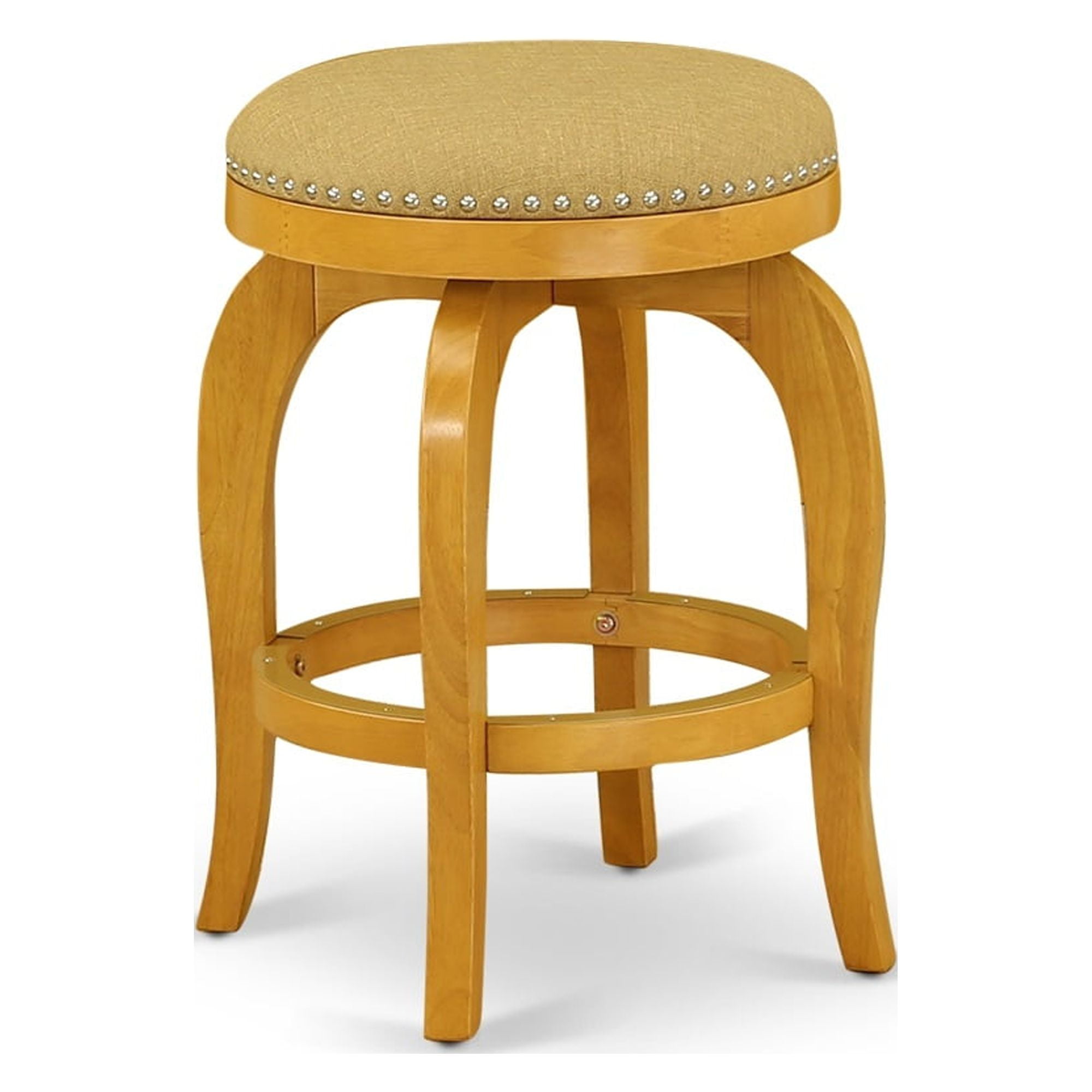 East West Furniture Bedford 24" Wood Swivel Backless Bar Stool in Vegas ...