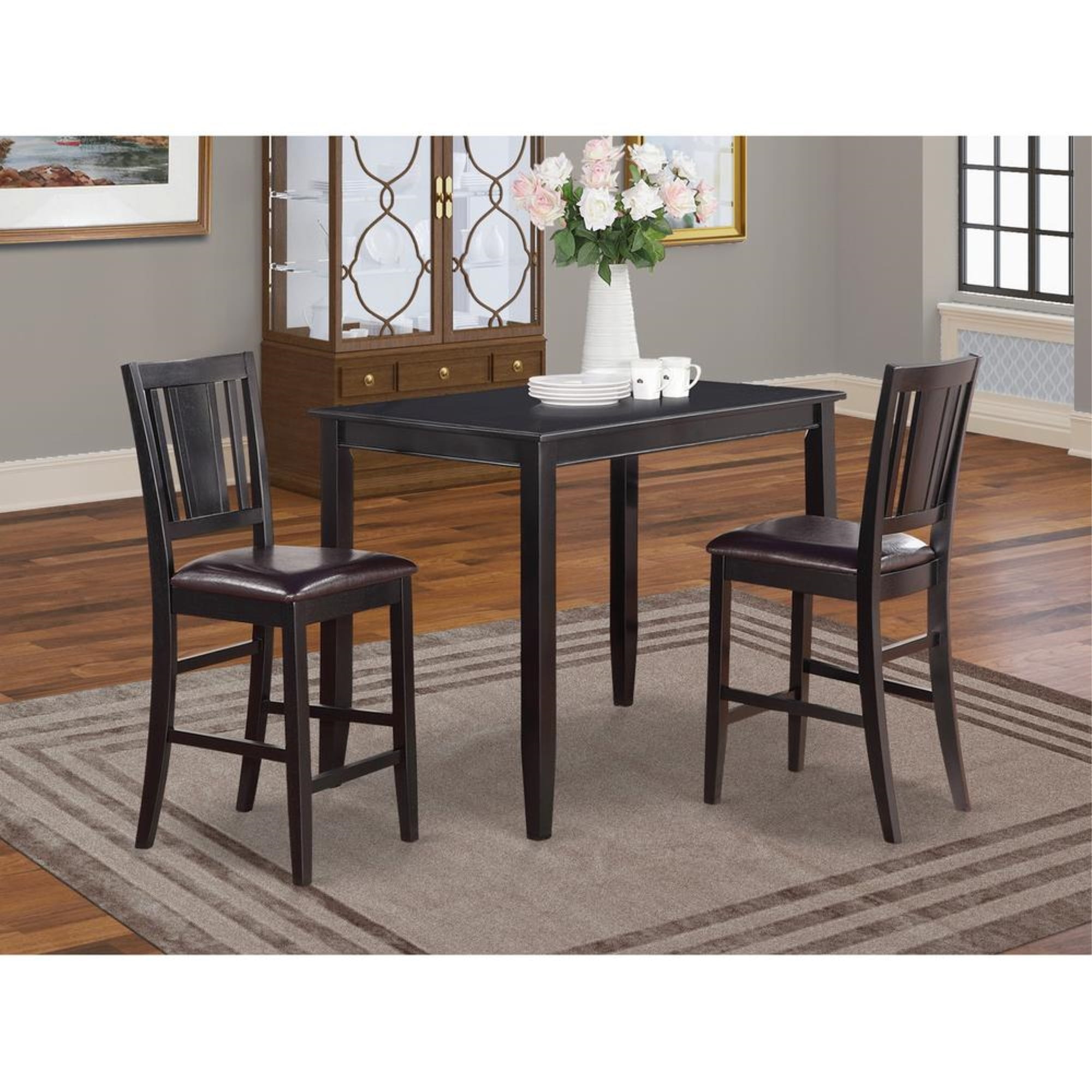 East West Furniture Buckland 3-piece Dining Table and Stools Dining Set ...