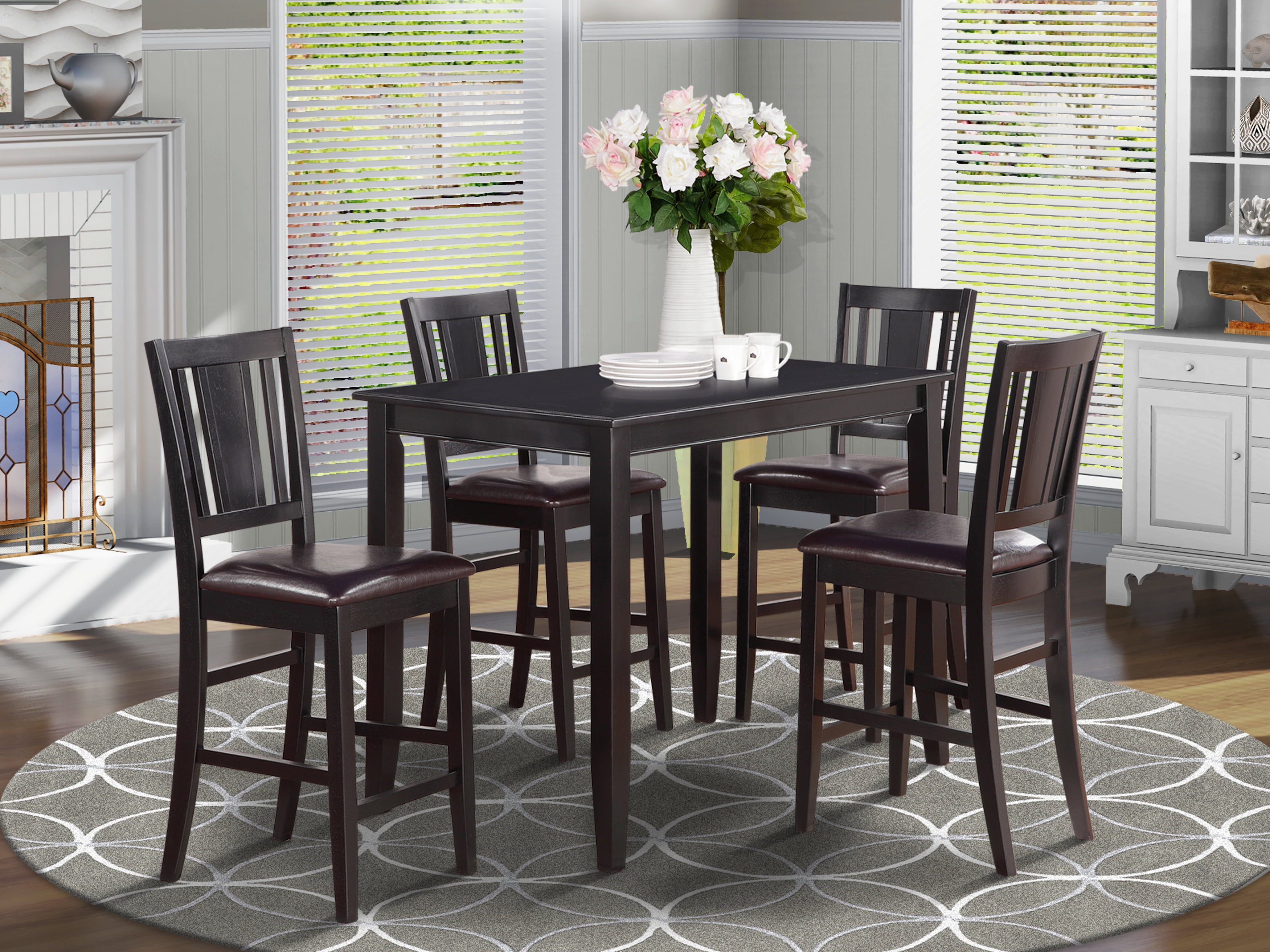 East West Furniture Buckland 5-piece High Counter Dining Set in Black ...