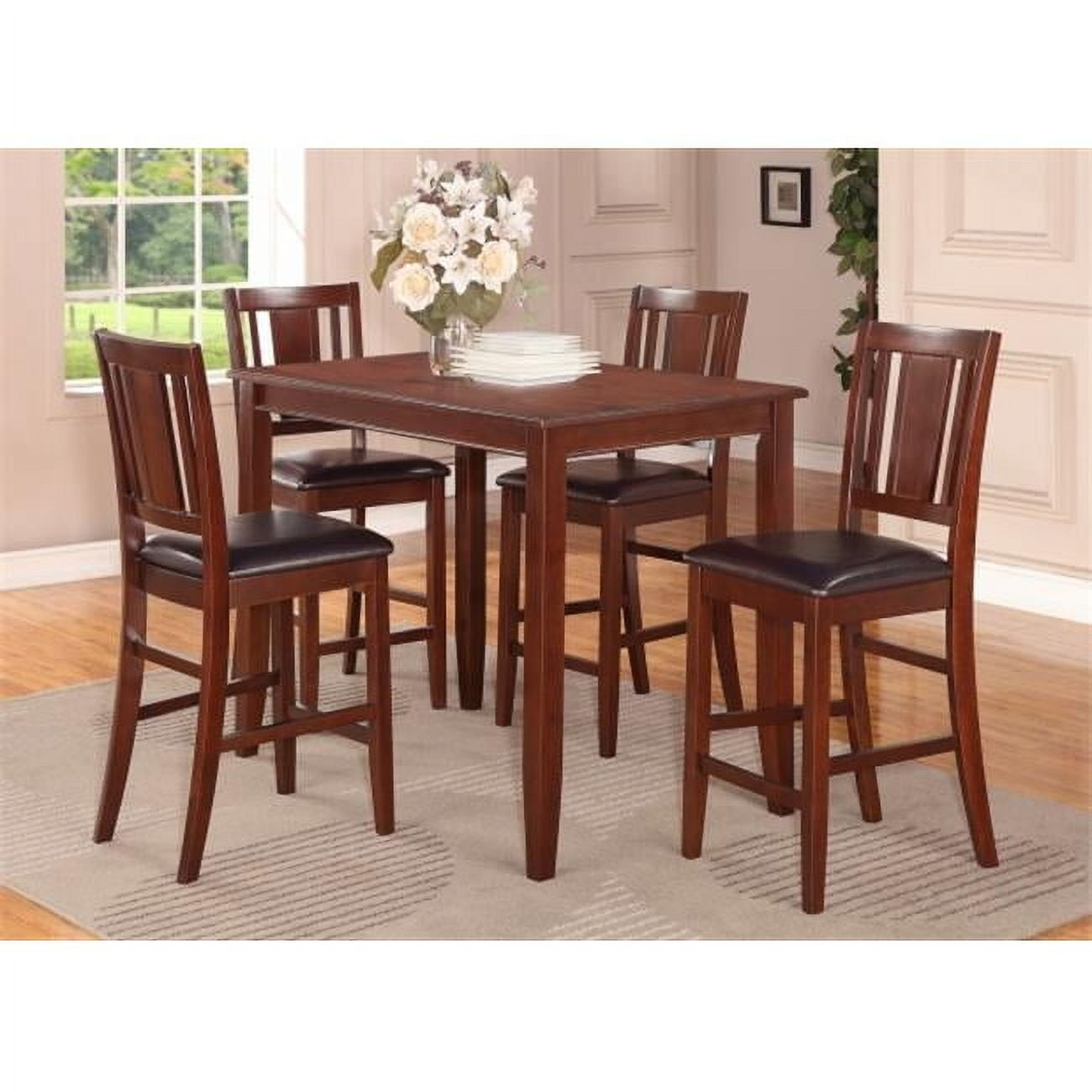 East West Furniture Buckland Counter Height Table Set - Mahogany Finish ...