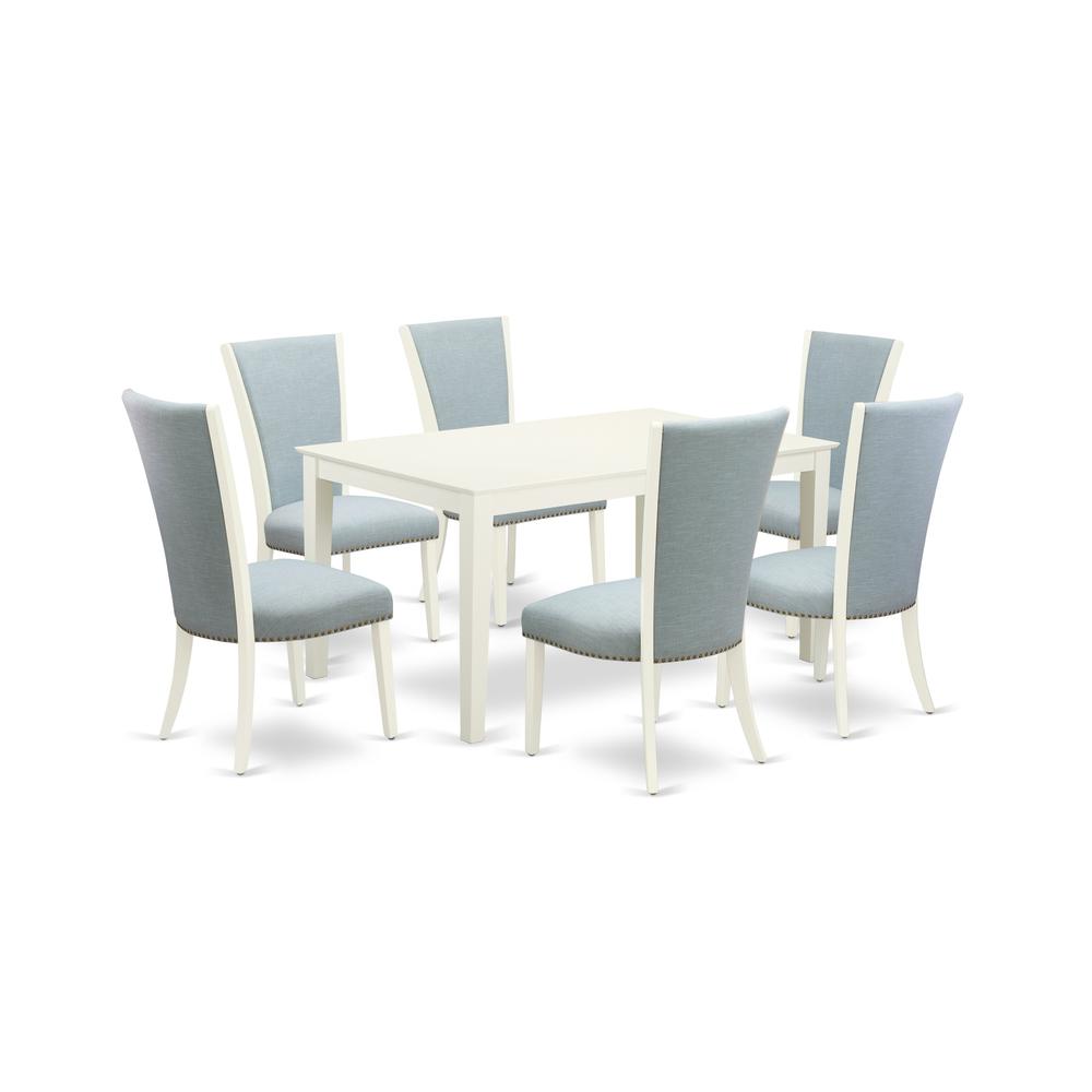 East-West Furniture CAVE7-LWH-15 - A modern dining table set of 6 ...