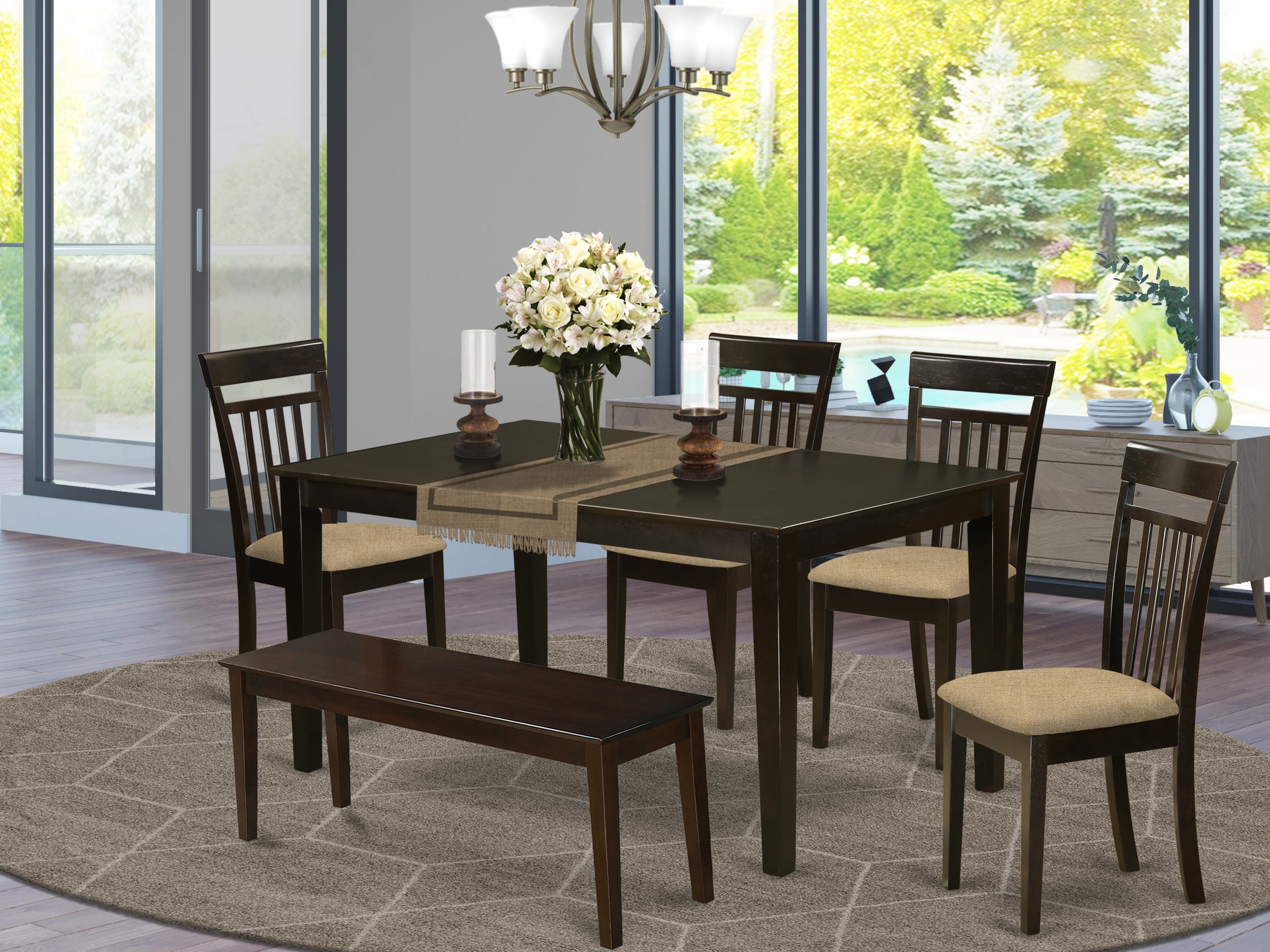 East West Furniture Capri 6-piece Wood Kitchen Set in Cappuccino ...