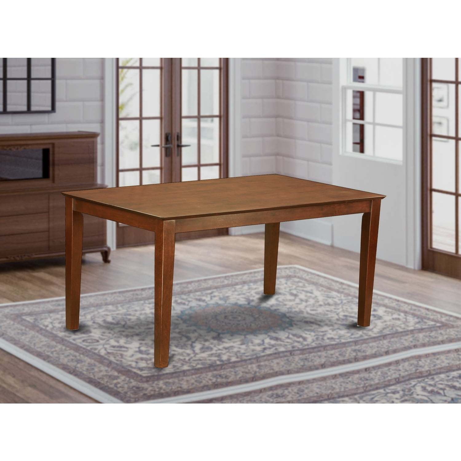 East West Furniture Capri Oak Transitional Home Kitchen Solid Wood Top Rectangular Dining Table ...