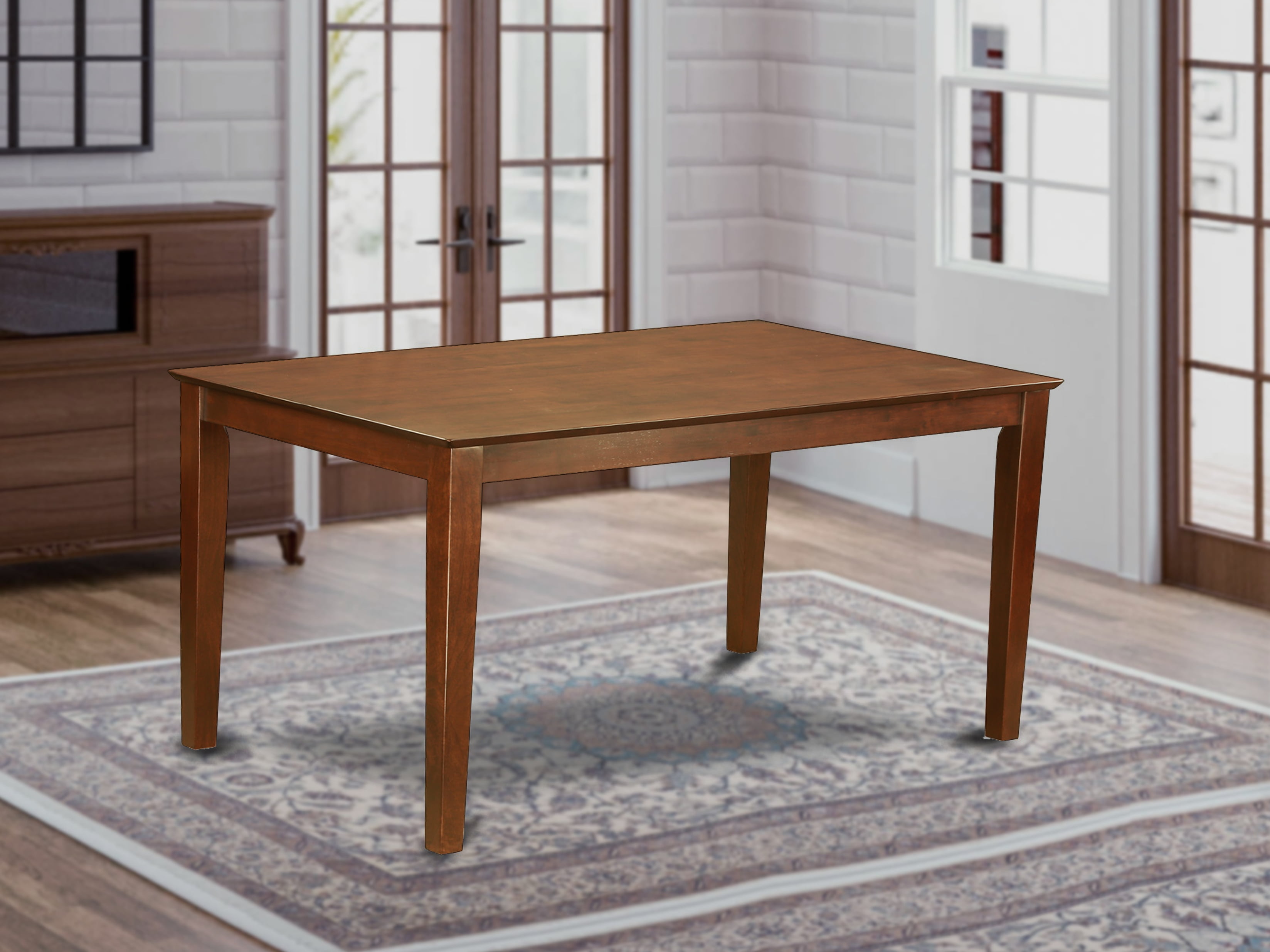 East West Furniture Capri Rectangular Solid Wood Dining Table in Mahogany - Walmart.com