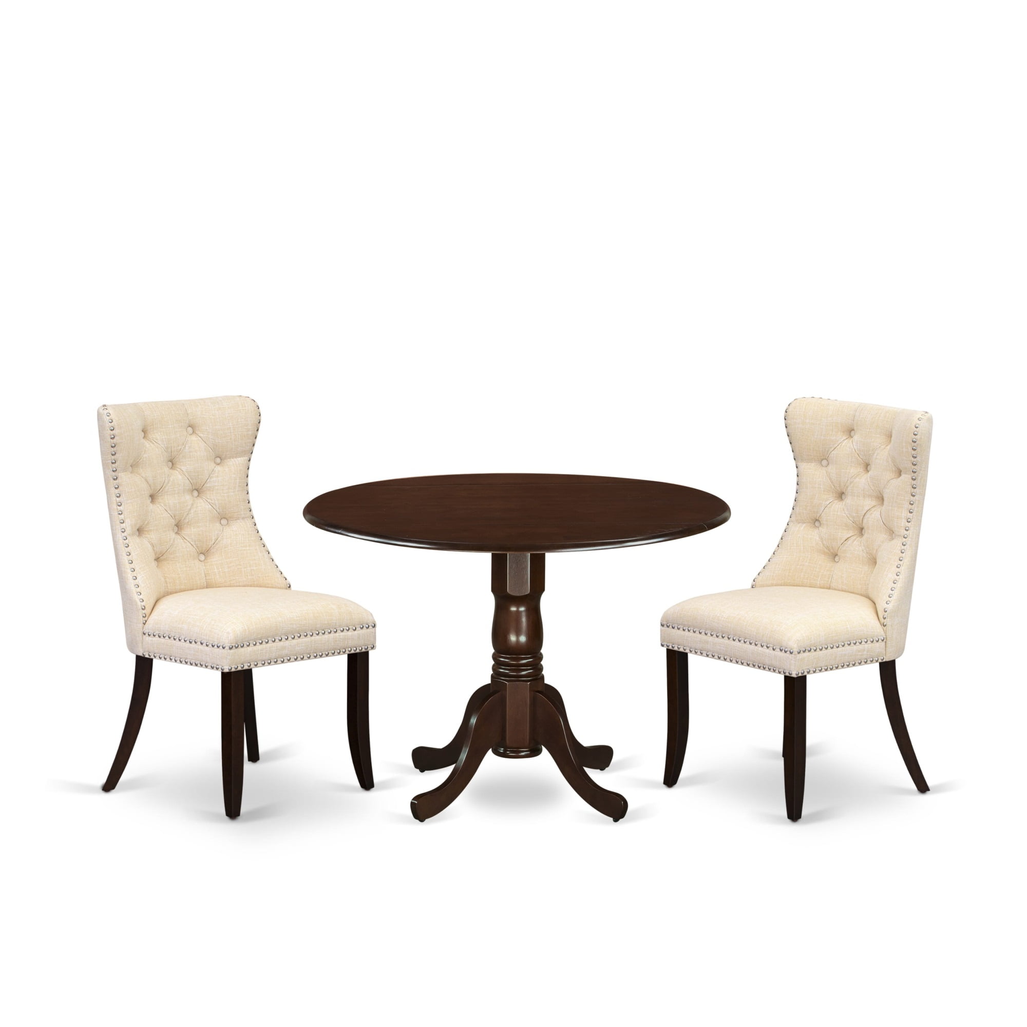 East West Furniture DLDA3-MAH-32 3 Piece Modern Dining Table Set ...