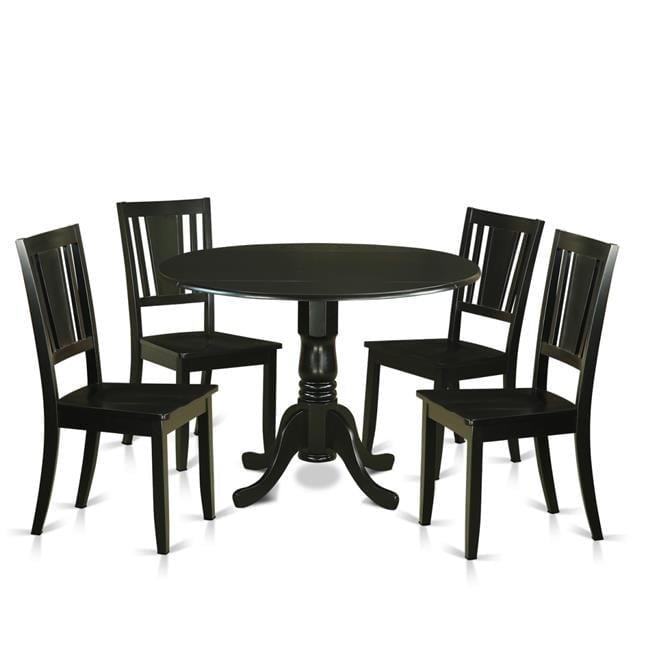 East West Furniture DLDU5-BLK-W Dining Room Table Set with 4 Small Kitchen Table & 4 Chairs ...