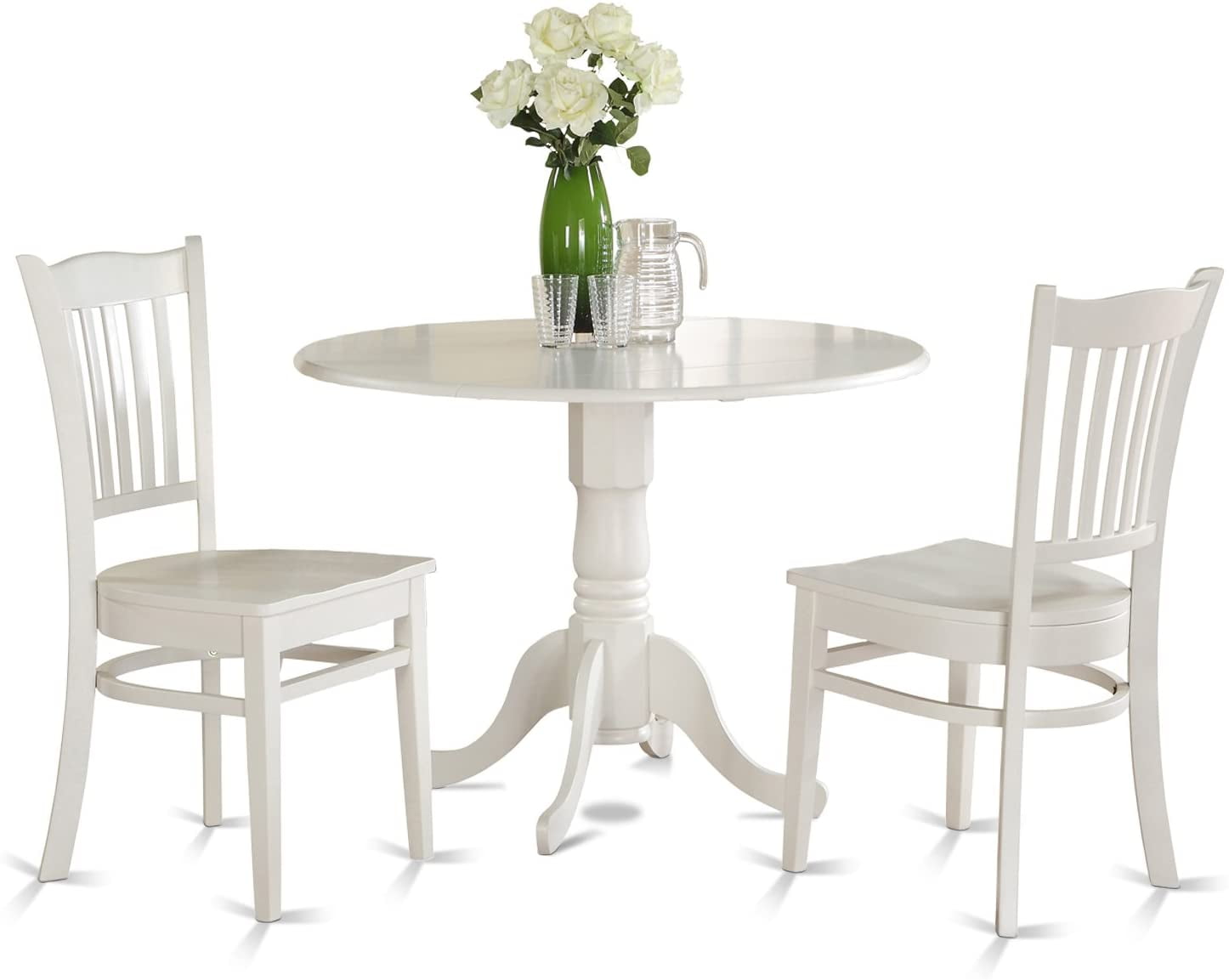 East West Furniture 3-Piece Dining Set - Small Kitchen Table and 2 ...