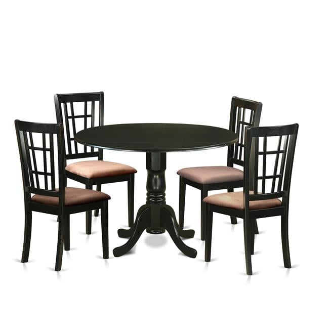 East West Furniture DLNI5-BLK-C Microfiber Dining Room Set with 4 Table ...